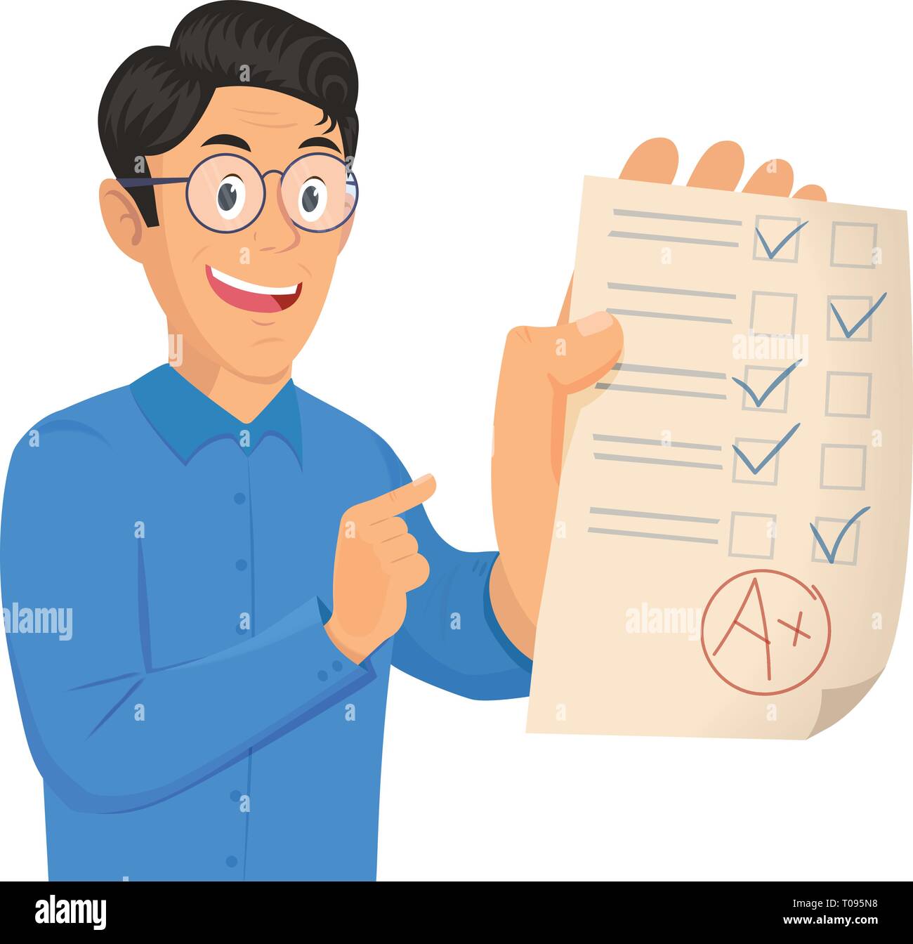 Portrait of teenager student showing perfect test results with A plus ...
