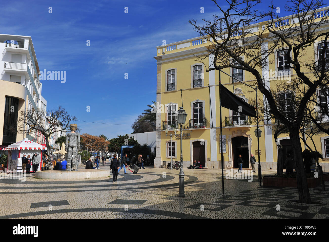 LAGOS, PORTUGAL - FEBRUARY 26: View of the square in old town of Lagos ...