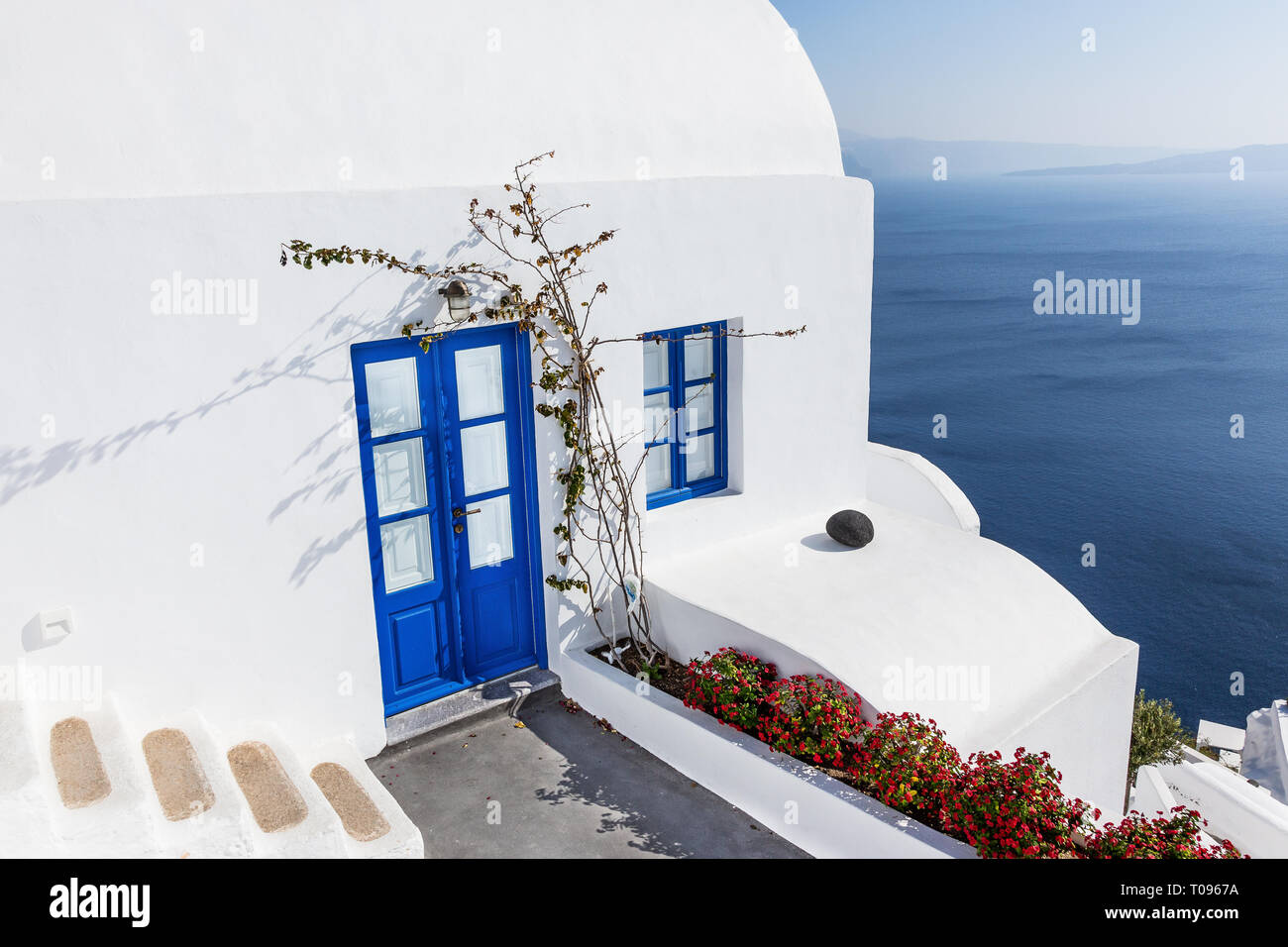 Santorini, Greece. Details of the traditional cycladic architecture ...