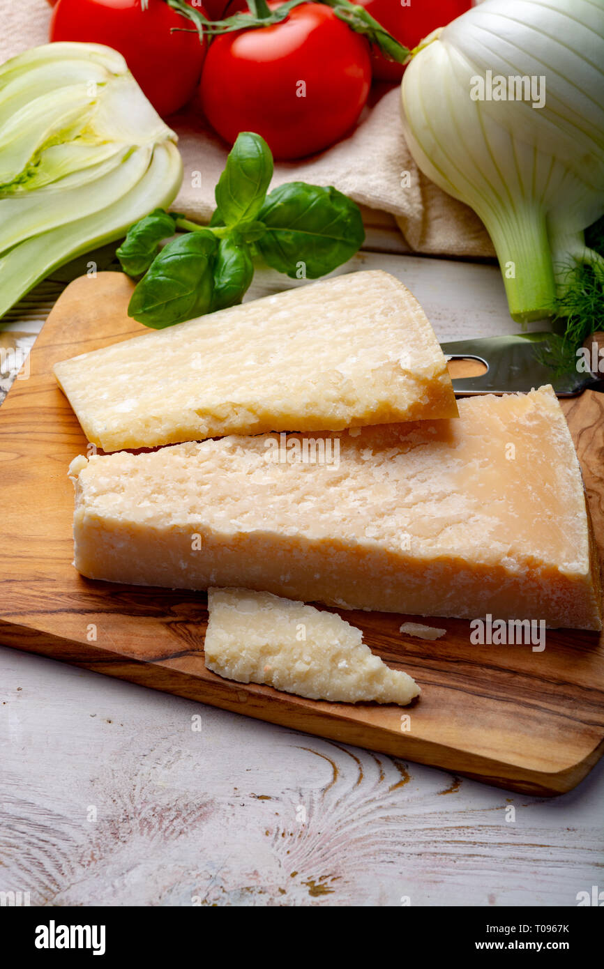 Original italian cheese, aged Parmesan cow milk cheese, pieces of ...
