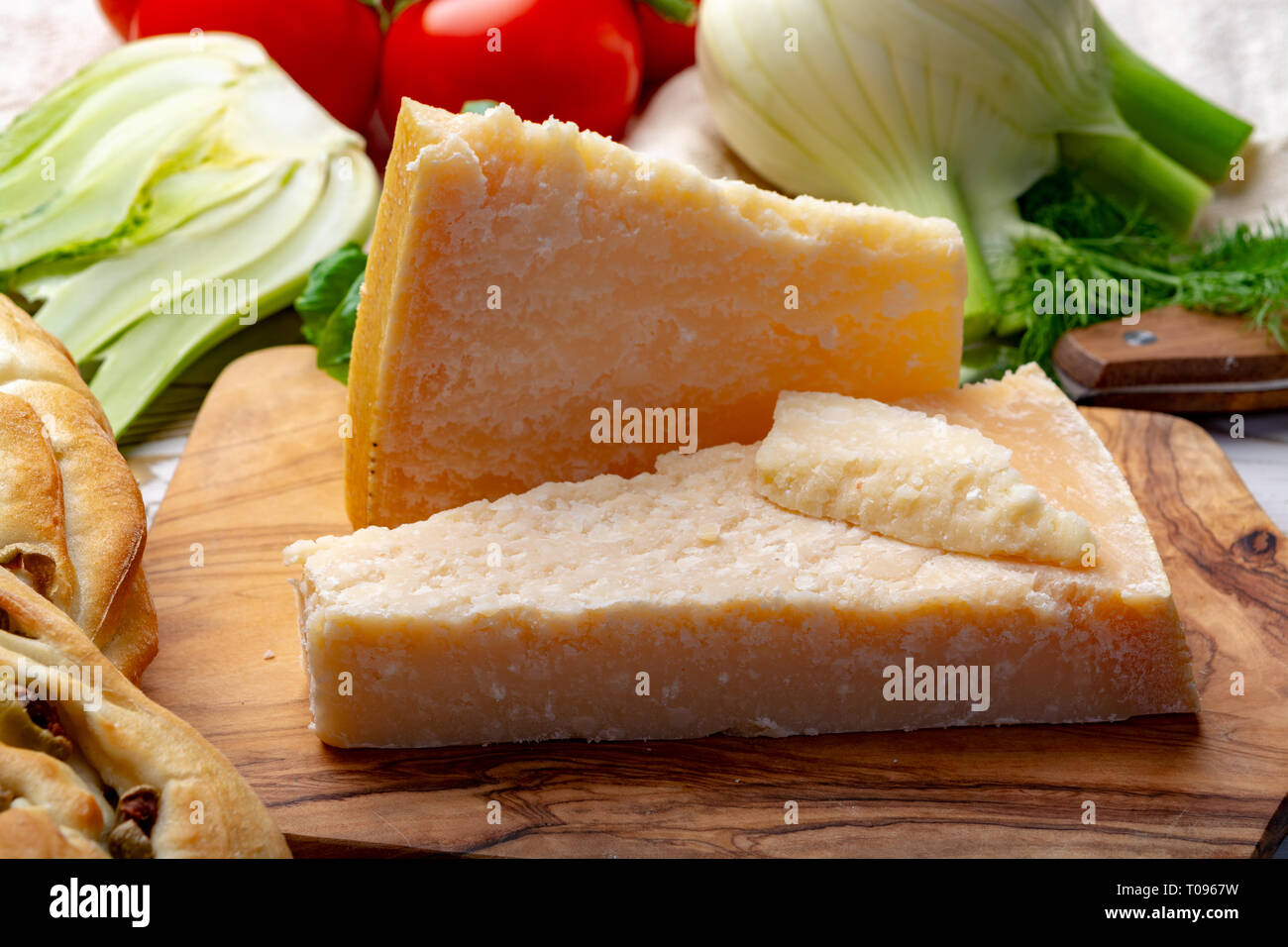 Original italian cheese, aged Parmesan cow milk cheese, pieces of ...