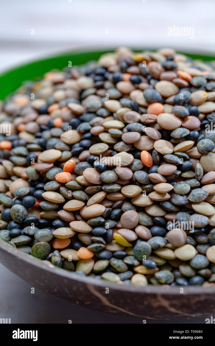 Colorful mix of lentils legumes ready for cooking, tasty vegetarian ...