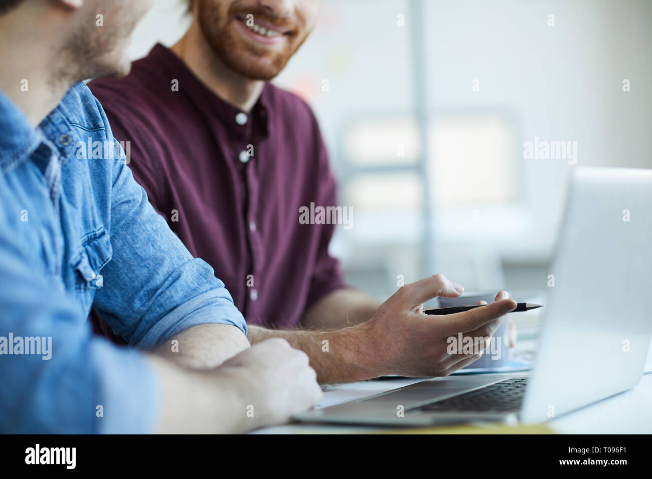 Pointing at display Stock Photo - Alamy