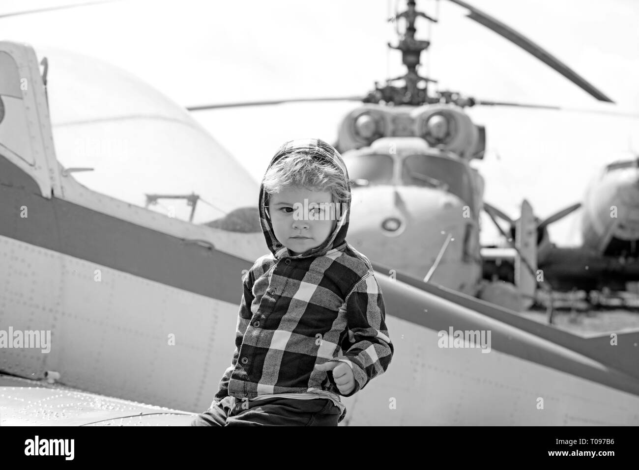 Its time to fly. Little kid have summer vacation. Cute boy child on ...