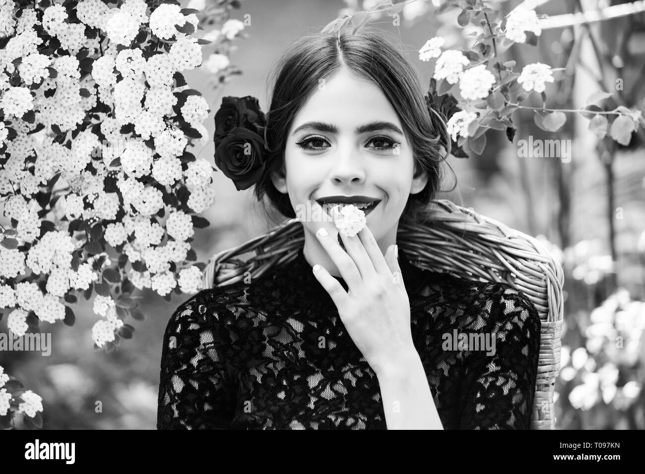Smiling spanish woman Black and White Stock Photos & Images - Alamy