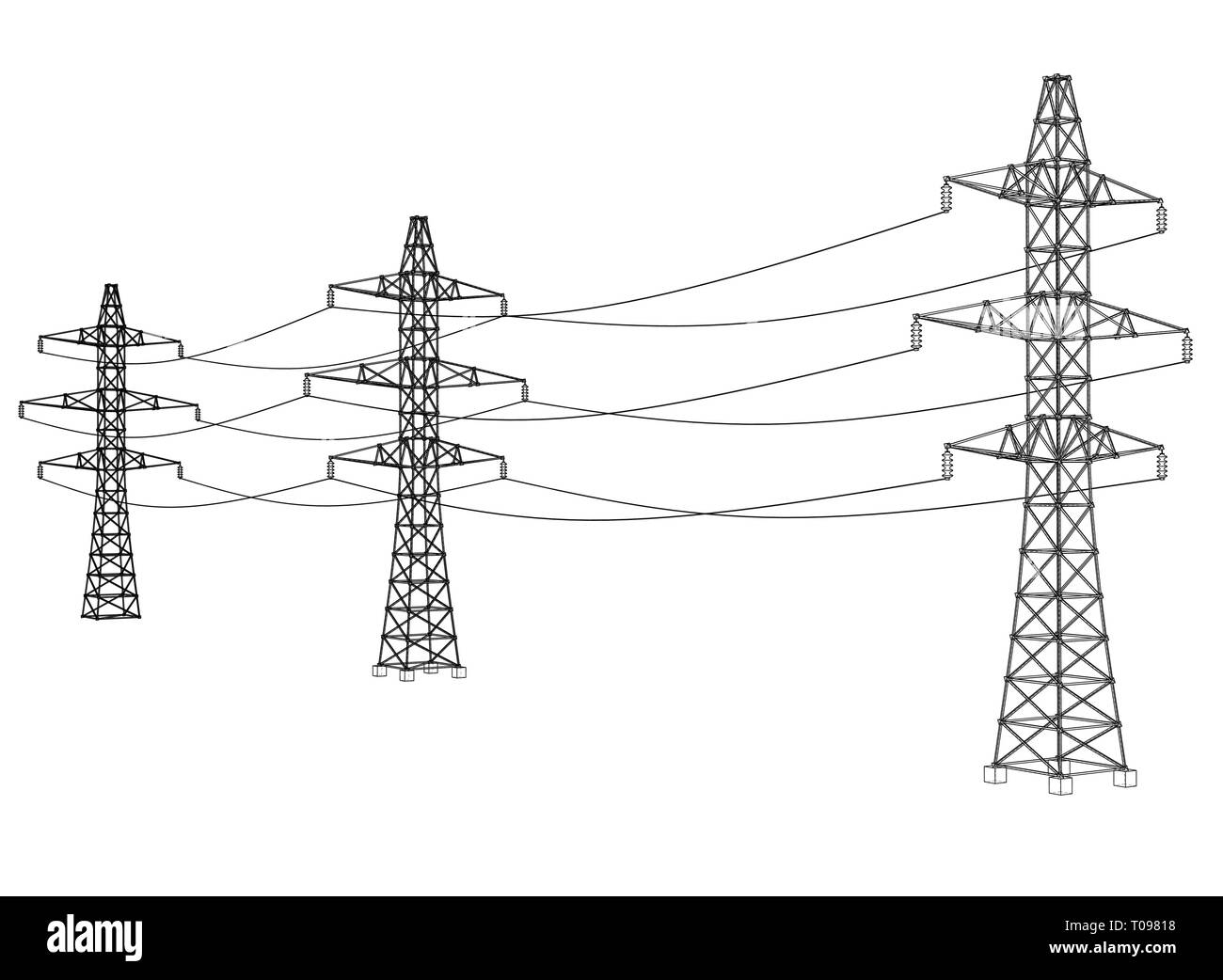 Electric pylons or electric towers concept. Vector Stock Vector Image ...