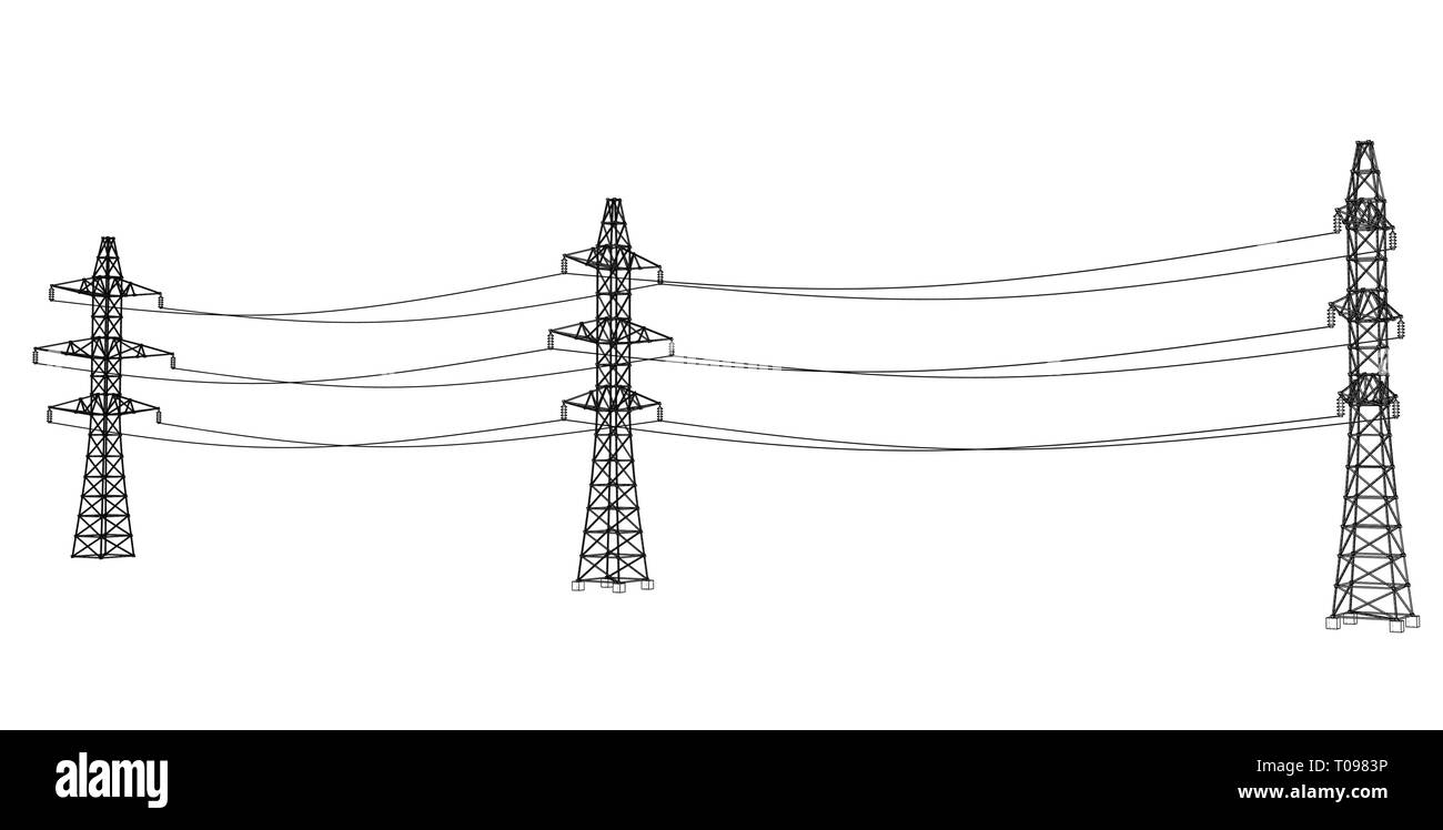 Electric pylons or electric towers concept. Vector Stock Vector Image ...