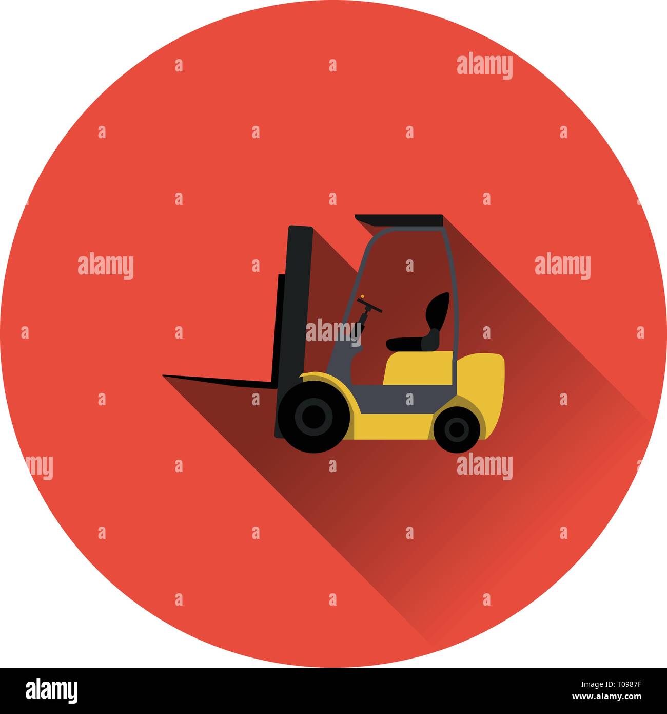 Warehouse forklift icon. Flat color with shadow design. Vector ...
