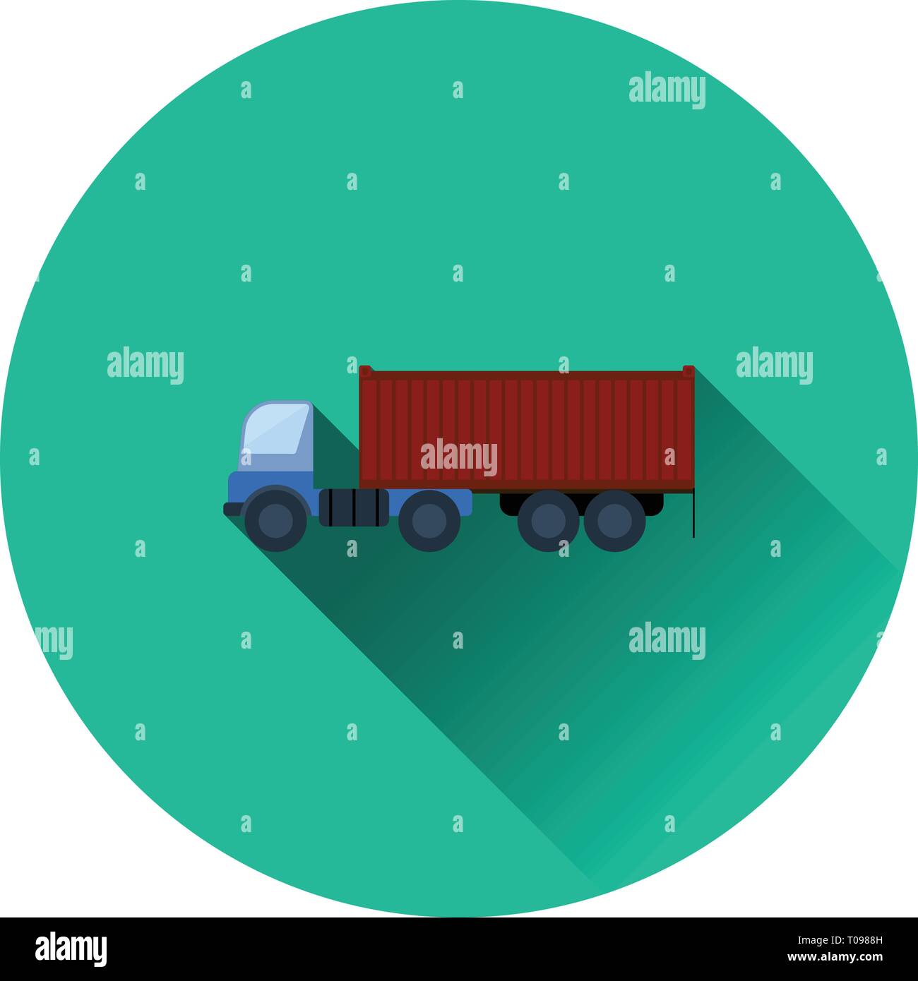 Container truck icon. Flat color with shadow design. Vector ...