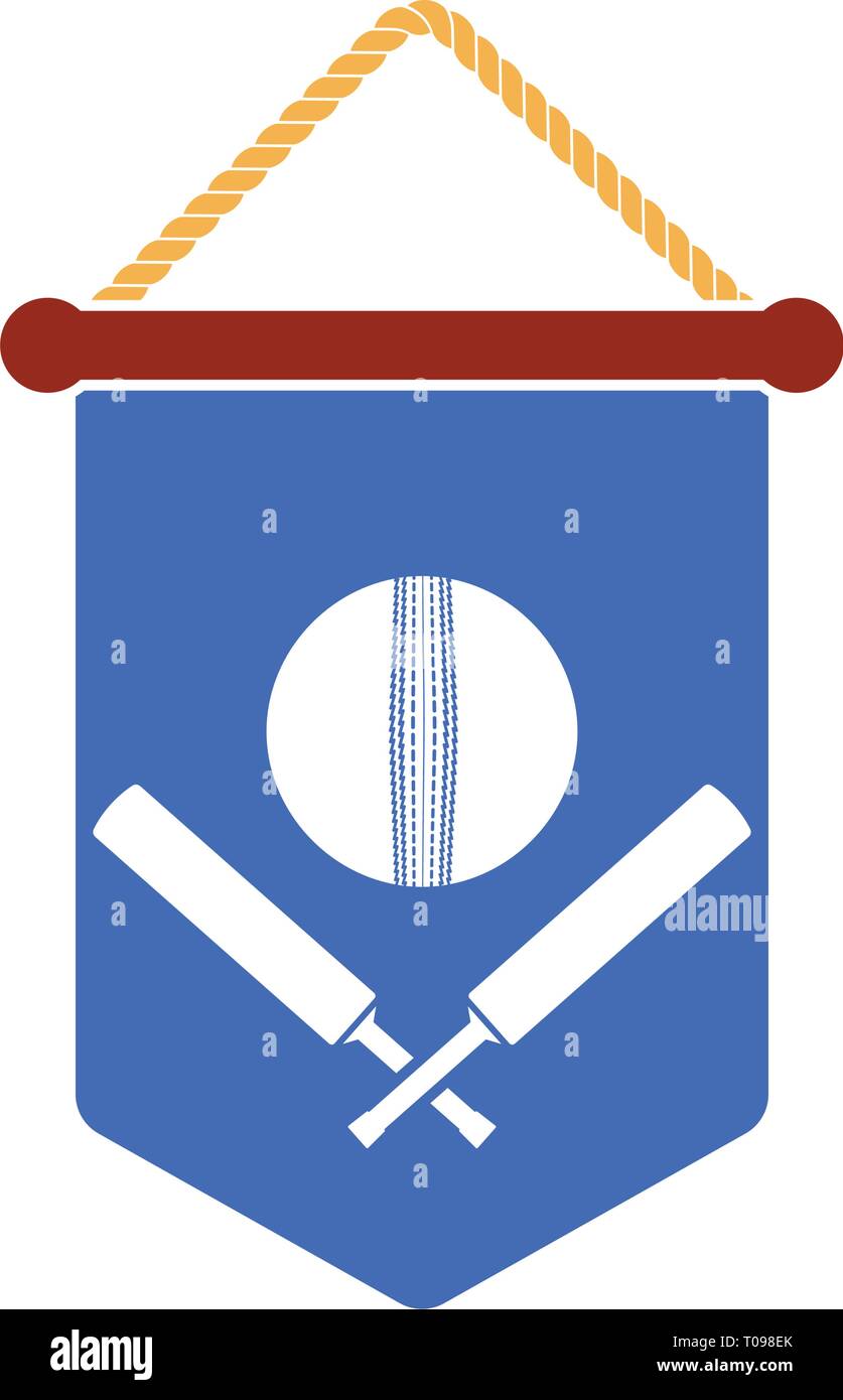 Cricket shield emblem icon. Flat color stencil design. Vector ...