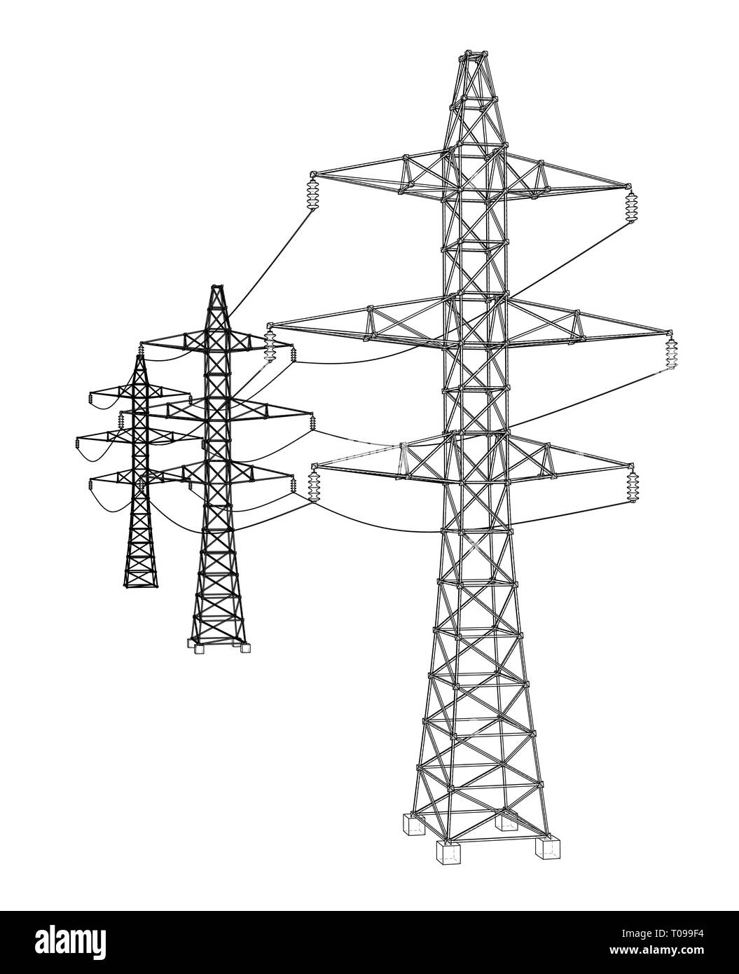 Electric pylons or electric towers concept. Vector Stock Vector Image ...