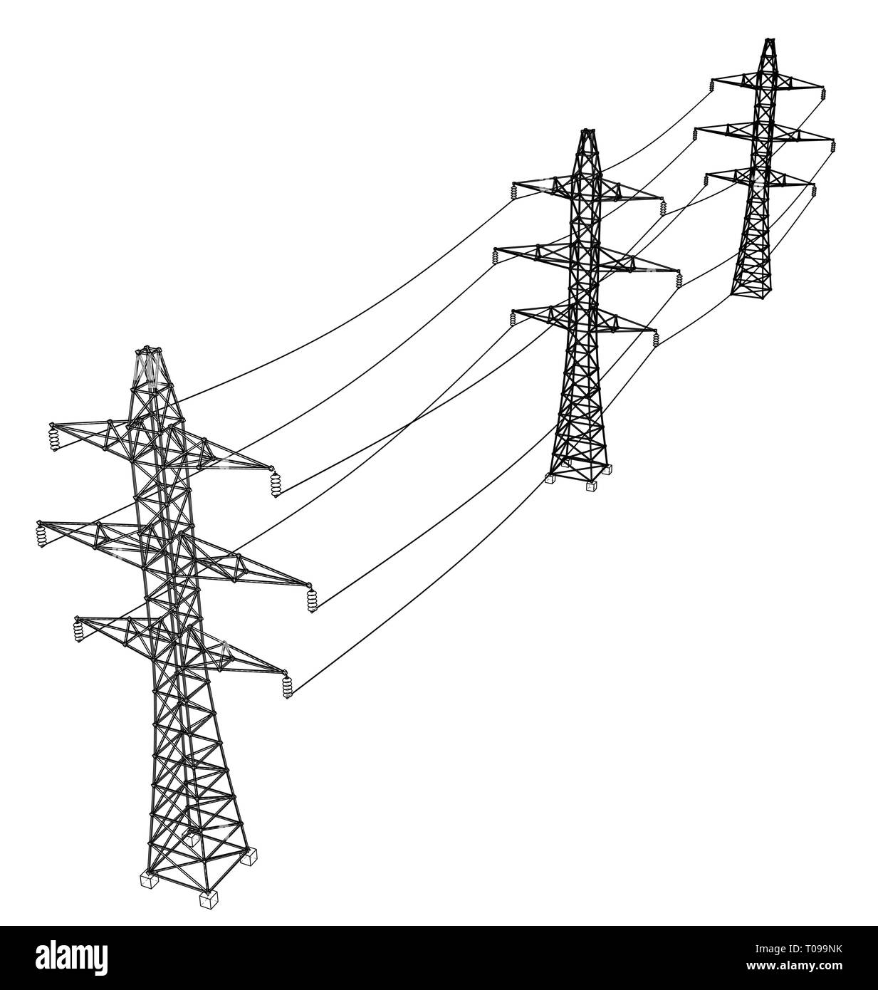 Electric pylons or electric towers concept. Vector Stock Vector Image ...