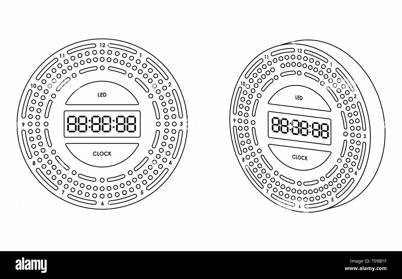 Led clock colored. Outline only Stock Vector Image & Art - Alamy