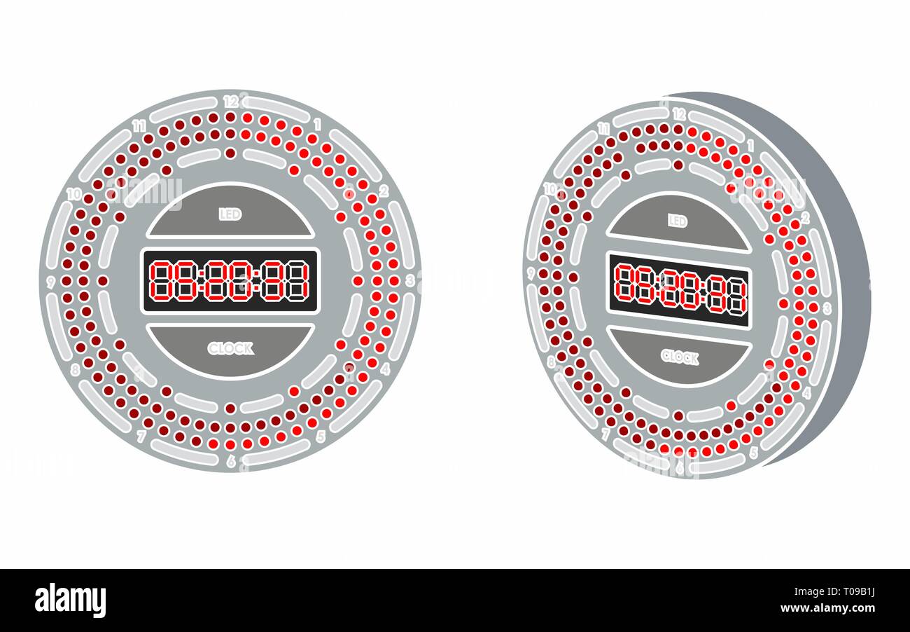 Led clock colored. Without outline Stock Vector Image & Art - Alamy