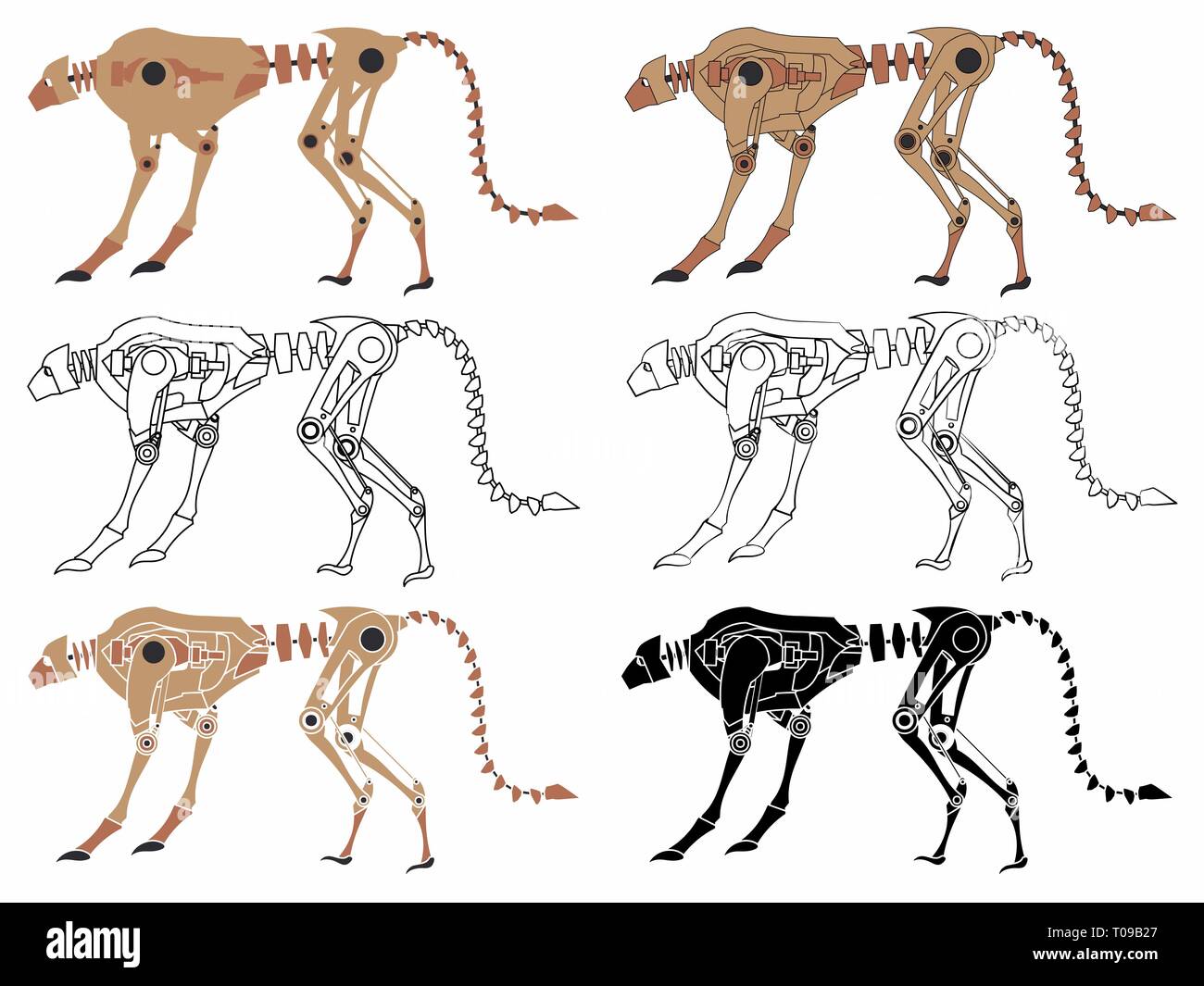 Leopard Robot colored. Outline only. Without outline. Black fill Stock ...