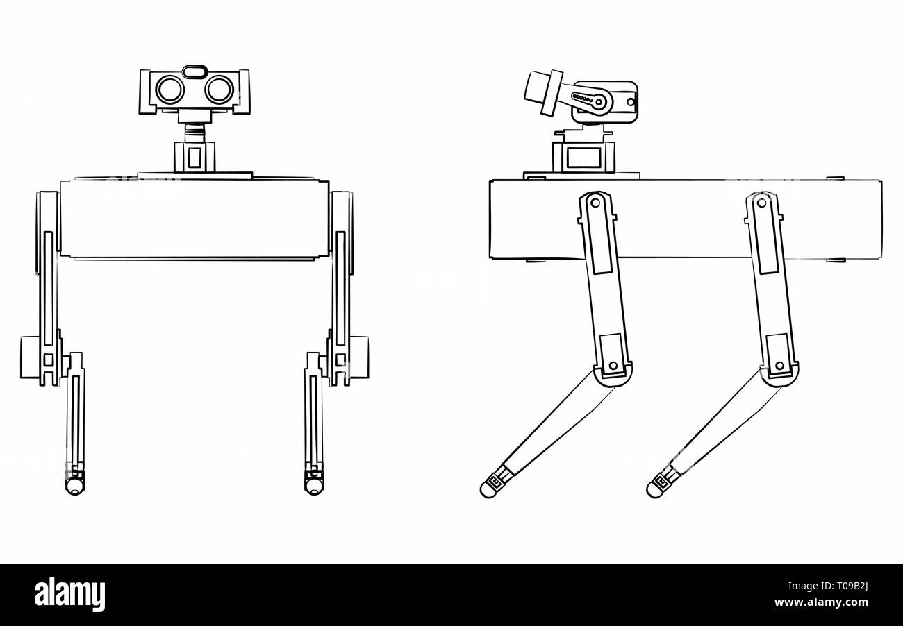 little robotic dog. Different outline like a brushstrokes Stock Vector ...