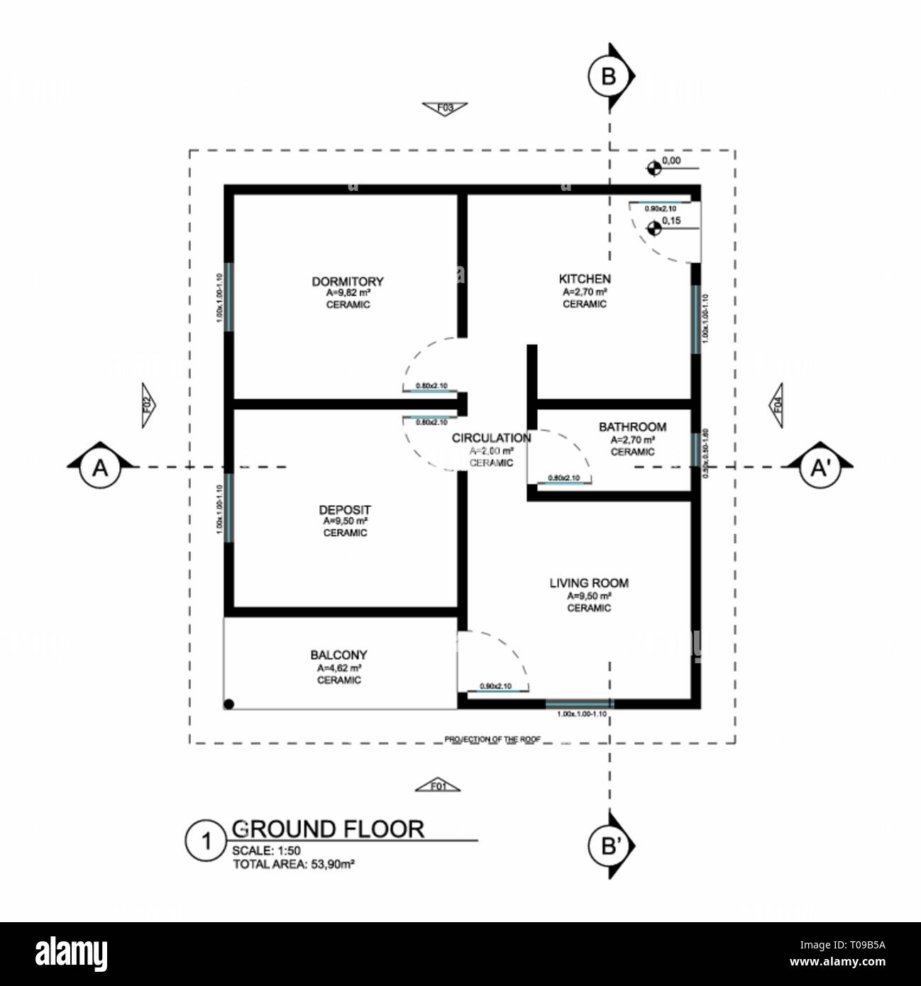 Floor plan drawing Cut Out Stock Images & Pictures - Alamy