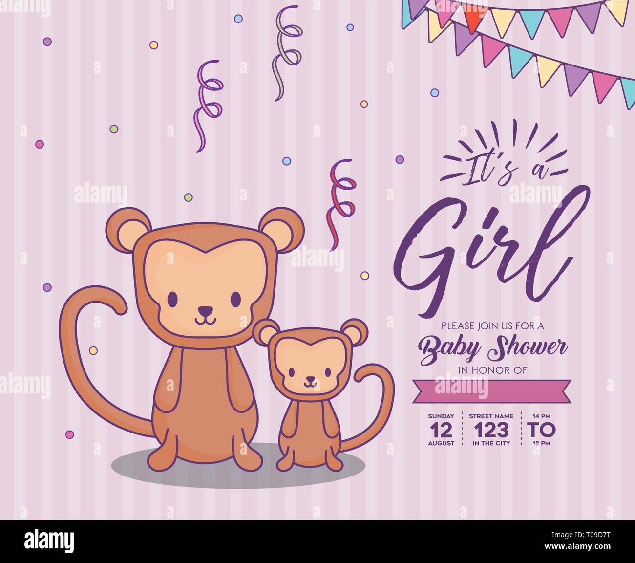 Cartoon Baby Girl Monkey Clip Art
