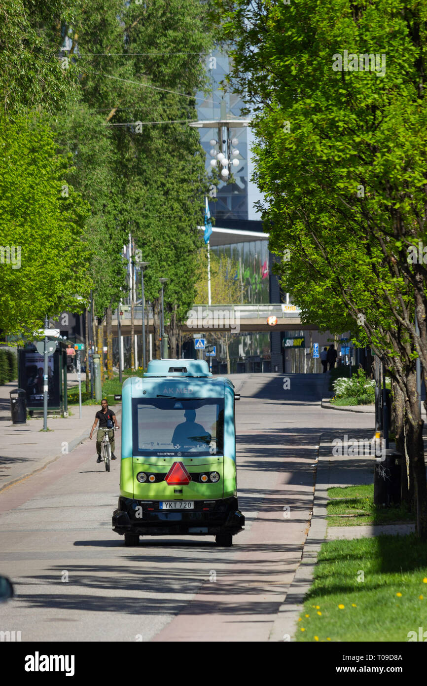 An autonomous vehicle mobility solution, a driver-less shuttle bus, on ...