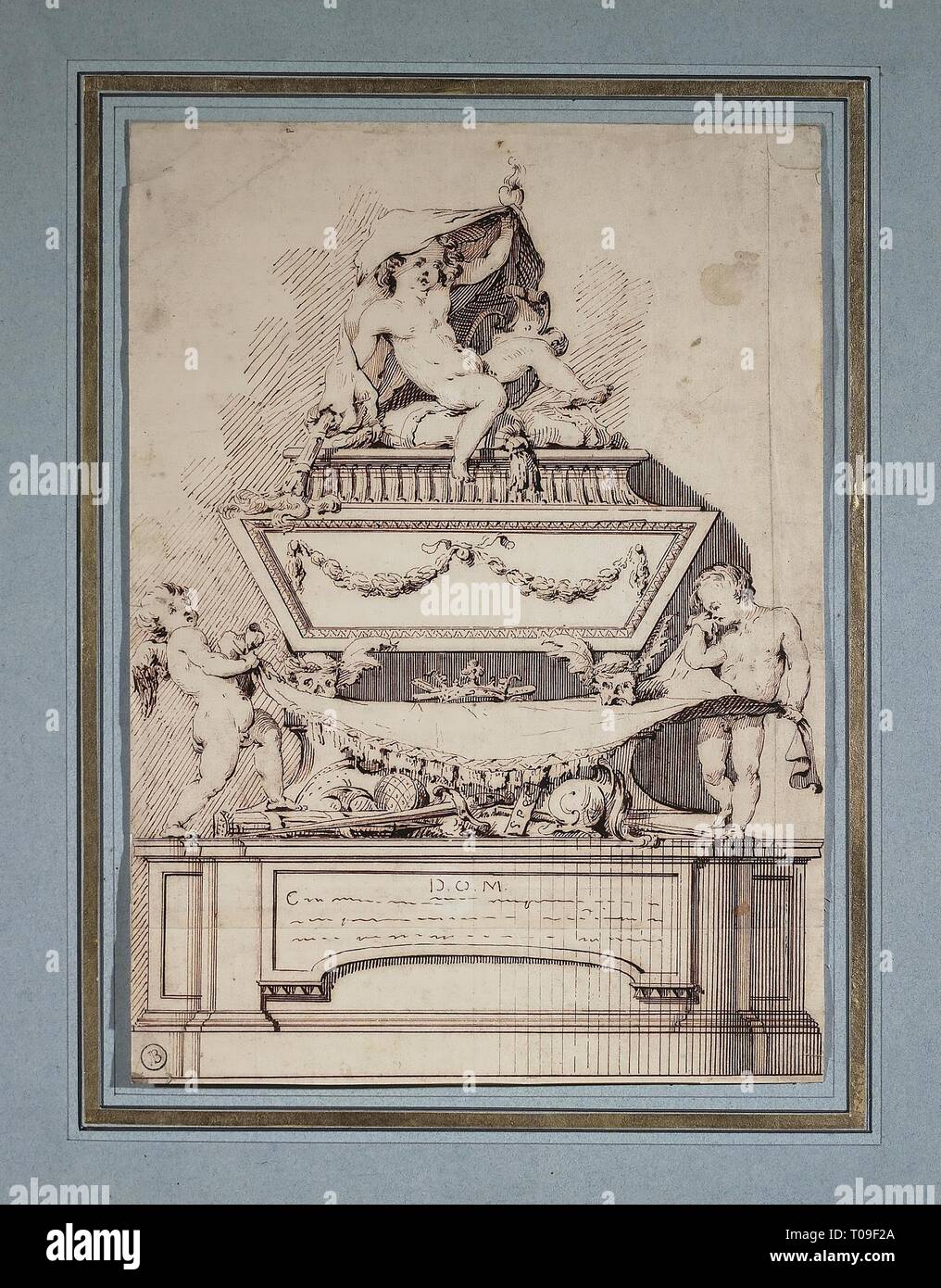 'Design of a Tombstone'. France, 18th century. Dimensions: 25,6x18,4 cm ...