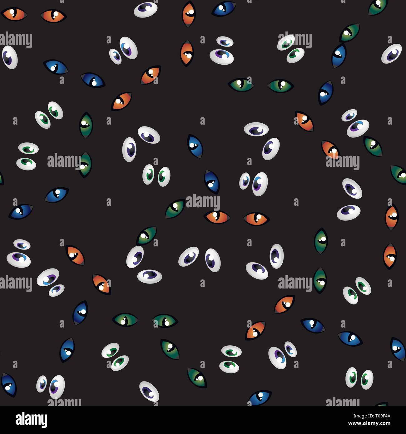 Halloween seamless pattern. spooky eyes in the dark background . 10 eps ...