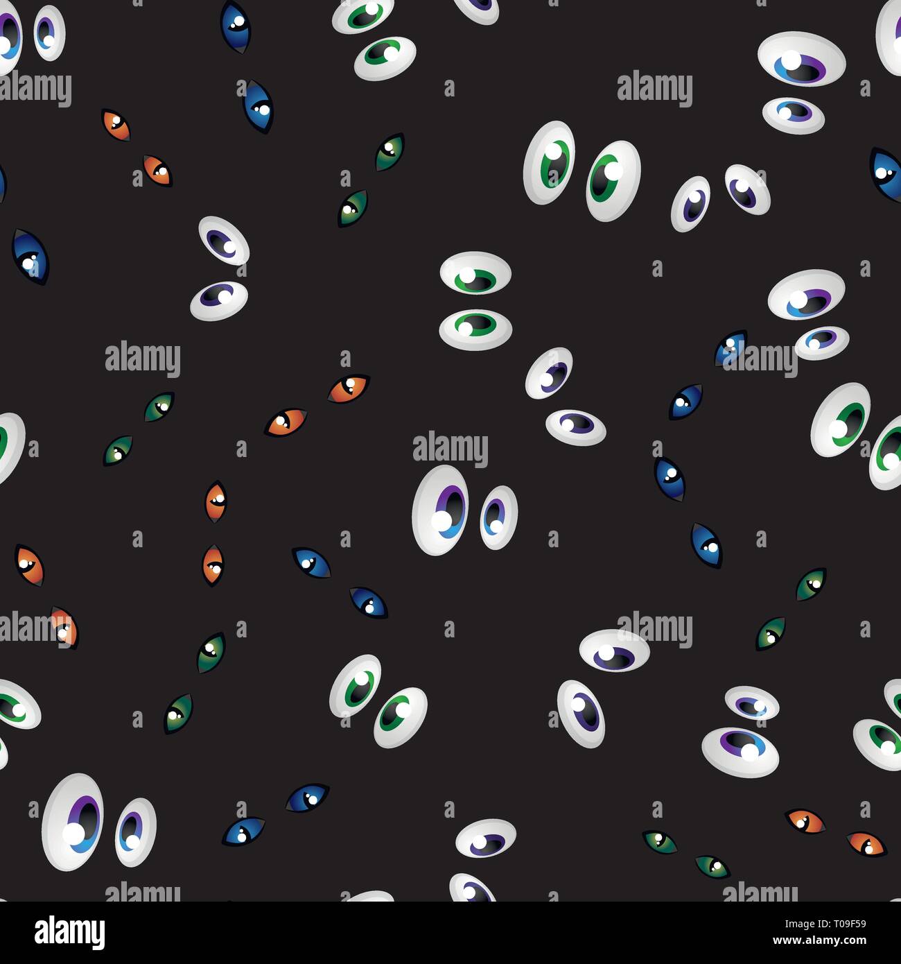 Halloween vector print. Seamless pattern spooky eyes in the dark 10 eps ...