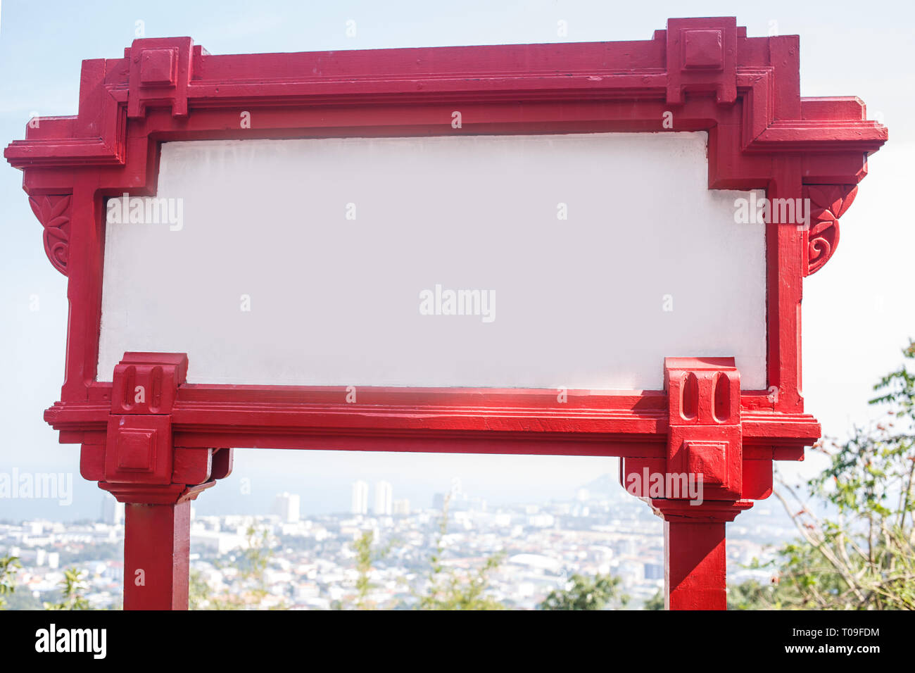 Empty red sign on hill Stock Photo - Alamy