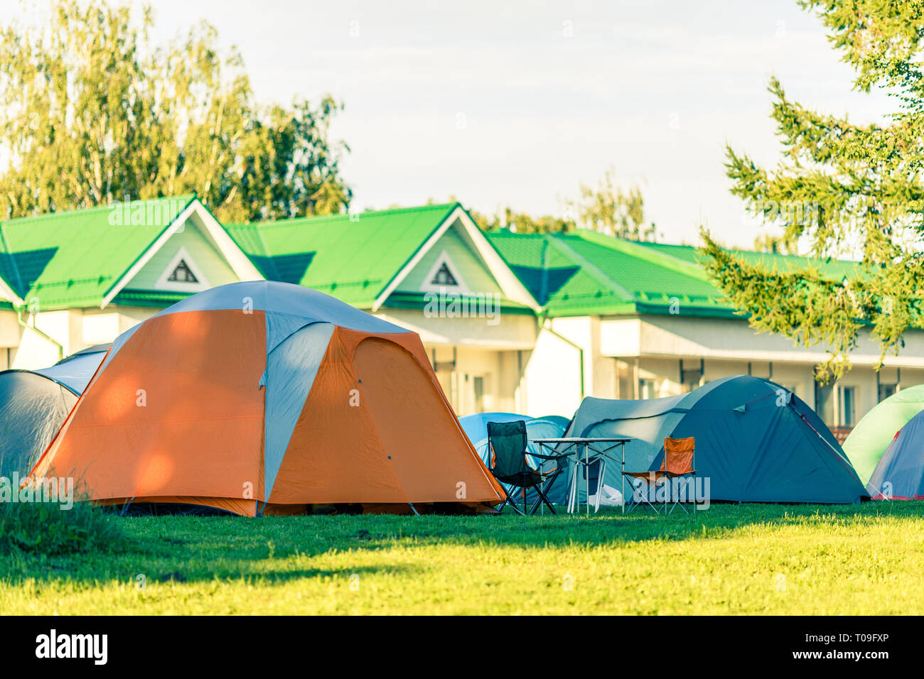 Tents Camping area in beautiful natural place Stock Photo - Alamy