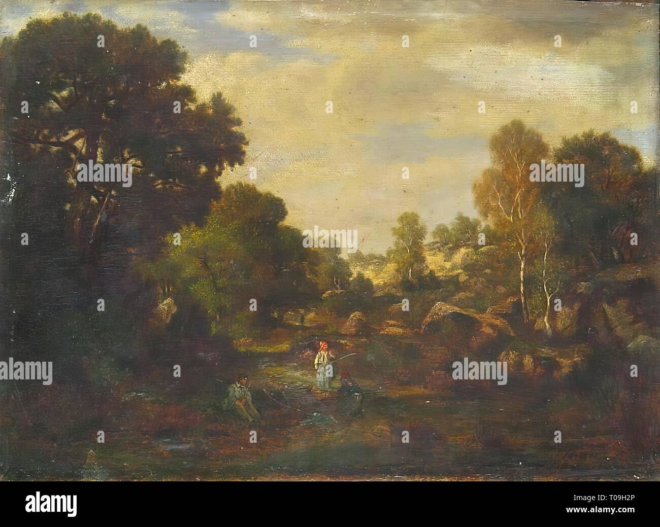 'Landscape with Figures'. Switzerland, Mid-19th century. Dimensions ...