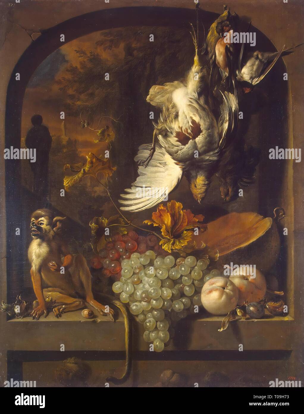 'Dead Game, Fruit and a Monkey'. Holland, 1688. Dimensions: 86,5x68,4 ...