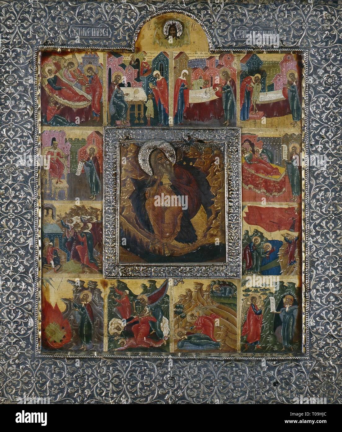 'Icon: The Prophet Elijah with Scenes of His Life'. Russia, Early 20th ...