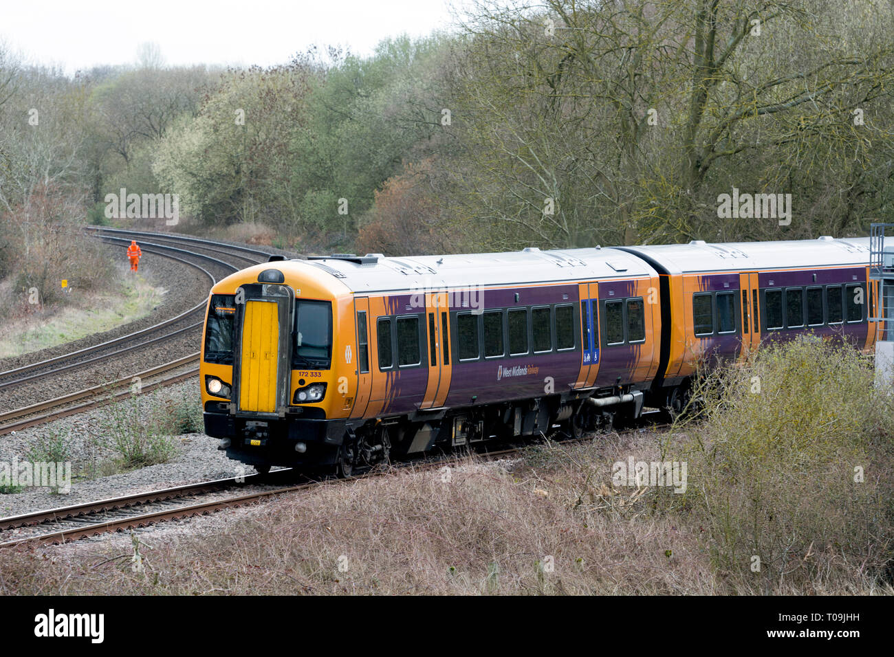 West Midlands Railway class 172 diesel train at Hatton North Junction ...