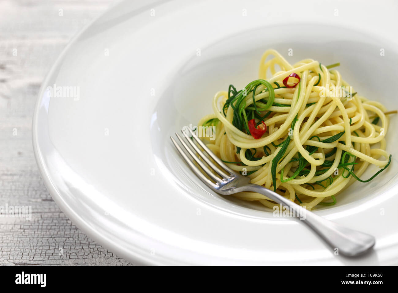 spagetti with agretti, italian food Stock Photo - Alamy