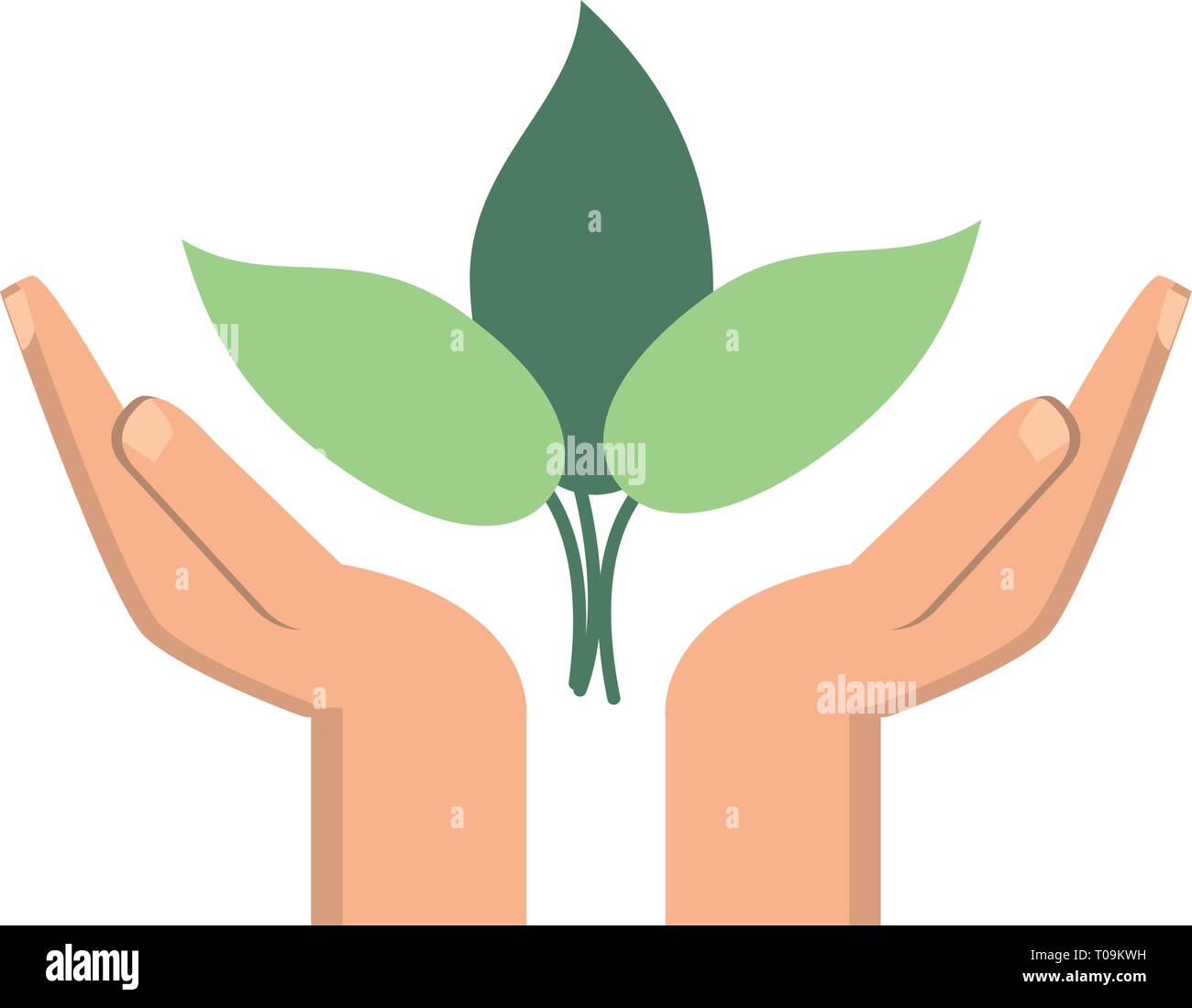 hands protecting leaves plant symbol Stock Vector Image & Art - Alamy