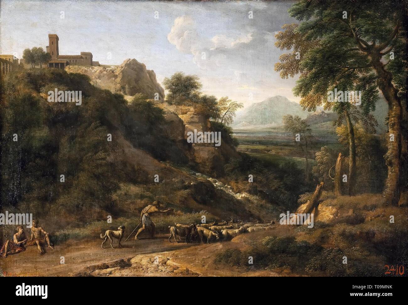 'Landscape with a Waterfall, Herdsman and Flock'. France, late 1660s ...
