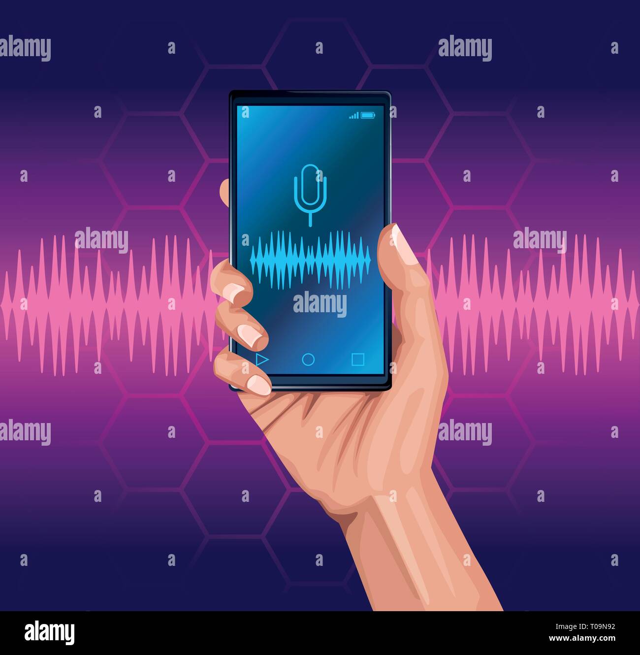 Voice recognition sound waves Stock Vector Images - Alamy