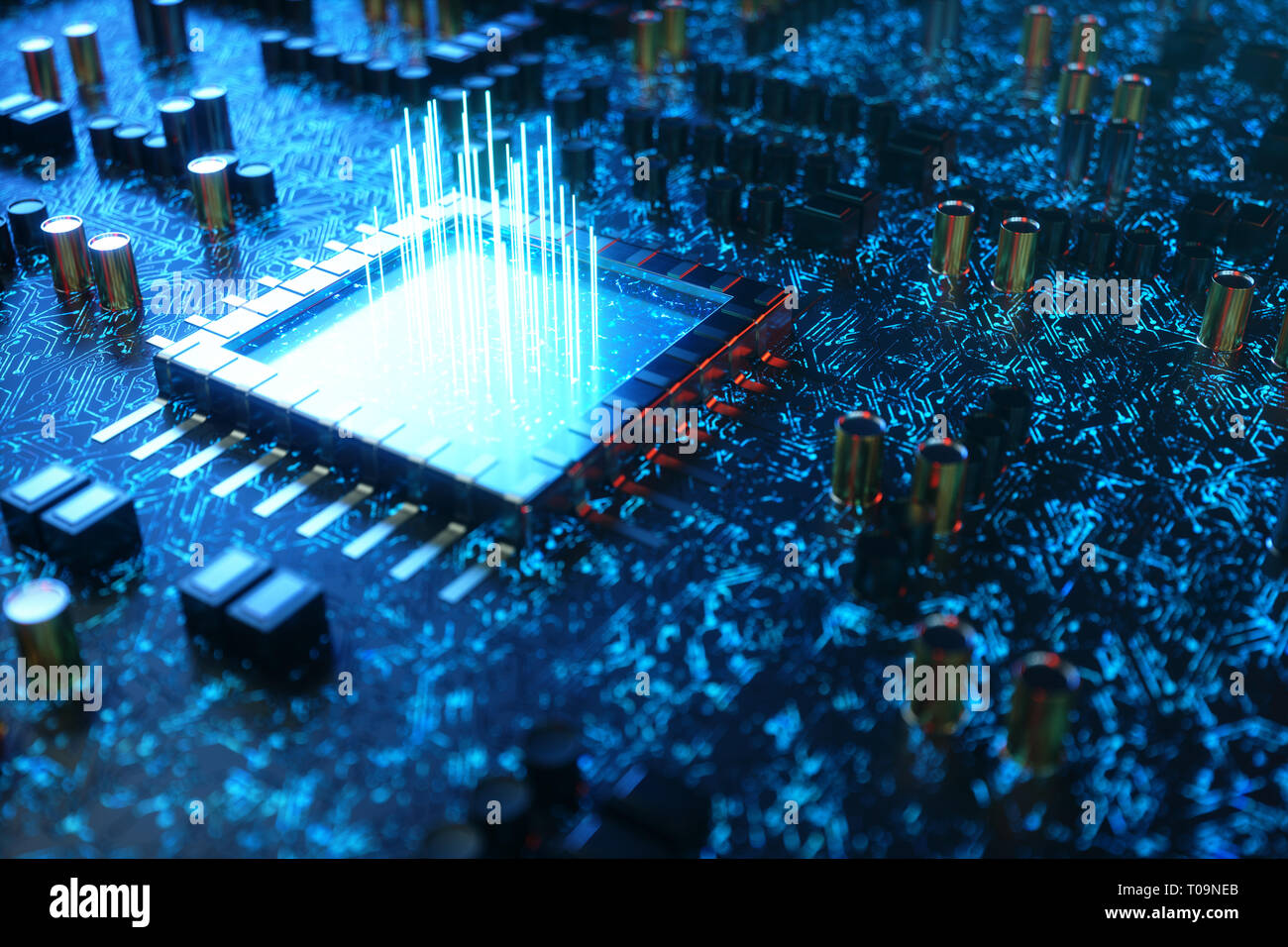 AI - artificial intelligence concept CPU. Machine learning. Central Computer Processors on the ...