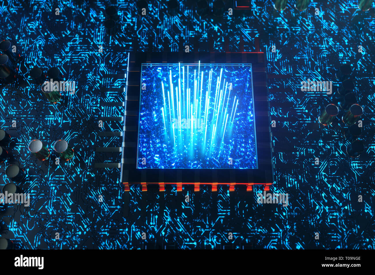 AI - artificial intelligence concept CPU. Machine learning. Central Computer Processors on the ...