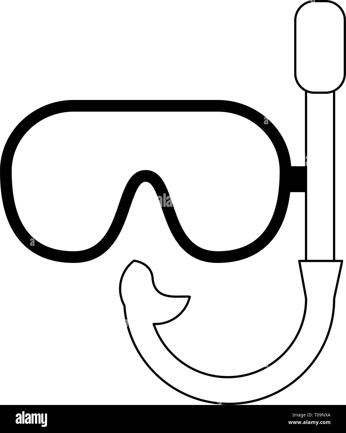 Diving mask equipment symbol in black and white Stock Vector Image ...