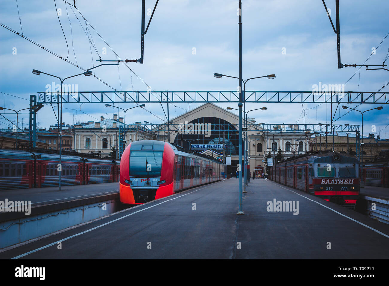 The train at the station. Russian railway. The train is waiting for ...