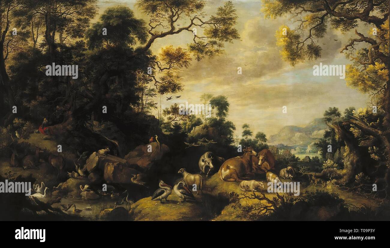 'Forest Landscape with the Prophet Elijah and Animals'. Holland, 1624 ...