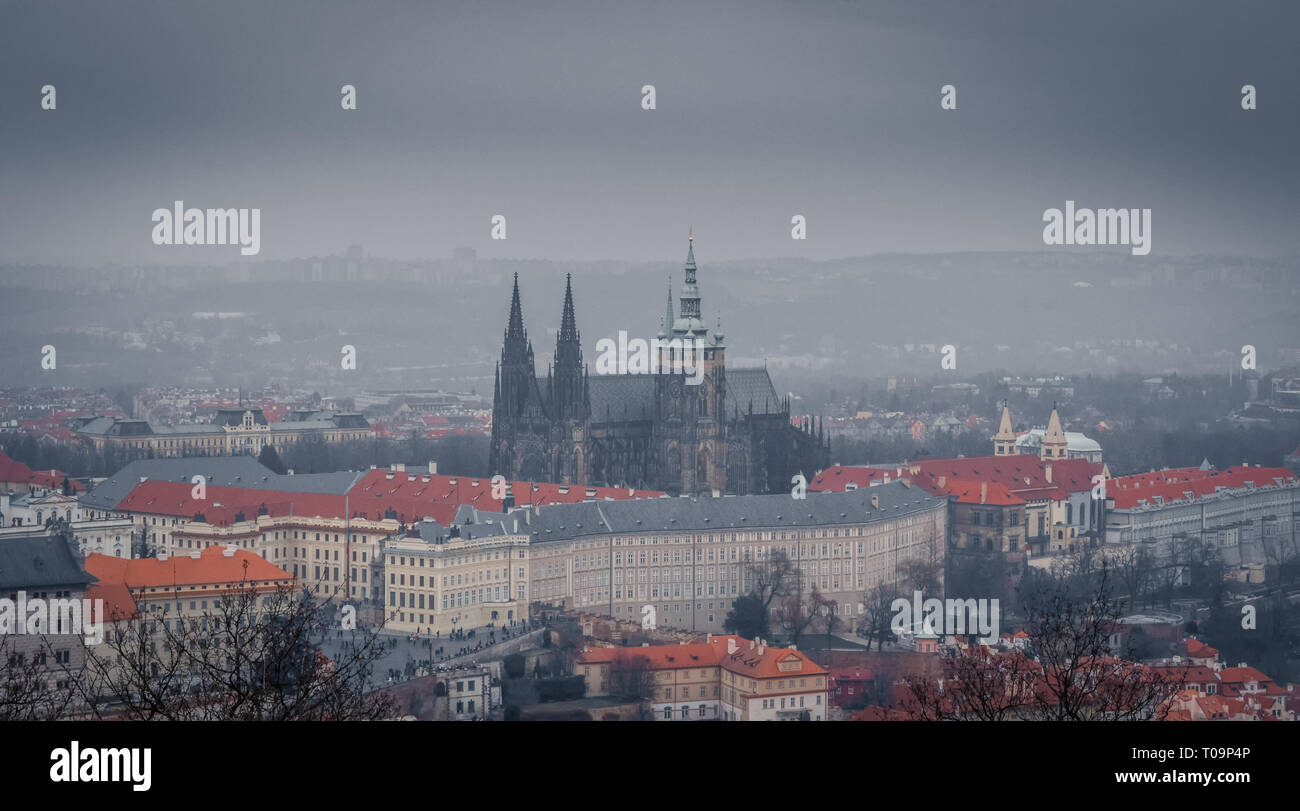 Prague landscape photography with Prague castle in cloudy day Stock ...