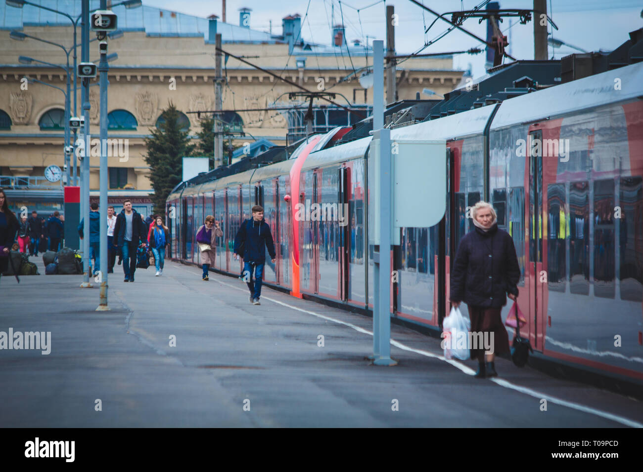 The train at the station. Russian railway. The train is waiting for ...