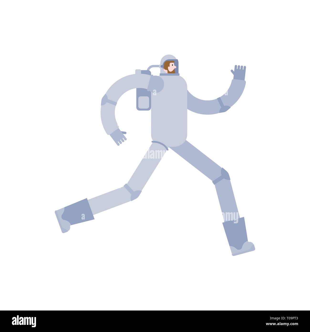 Astronaut runs isolated. spaceman escape. cosmonaut run Stock Vector ...
