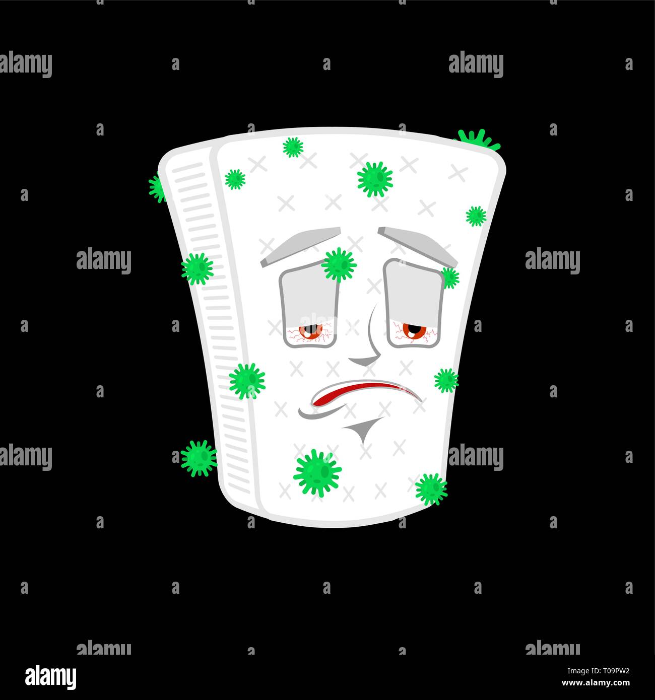 Mattress Sick Infection isolated. Virus ill squab Cartoon Style ...
