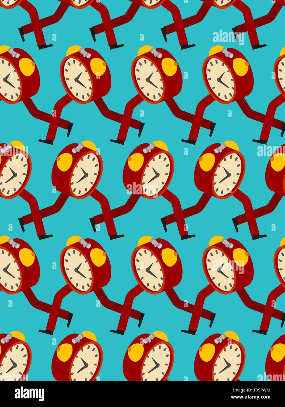 Time running out pattern seamless. Alarm clock is running background ...