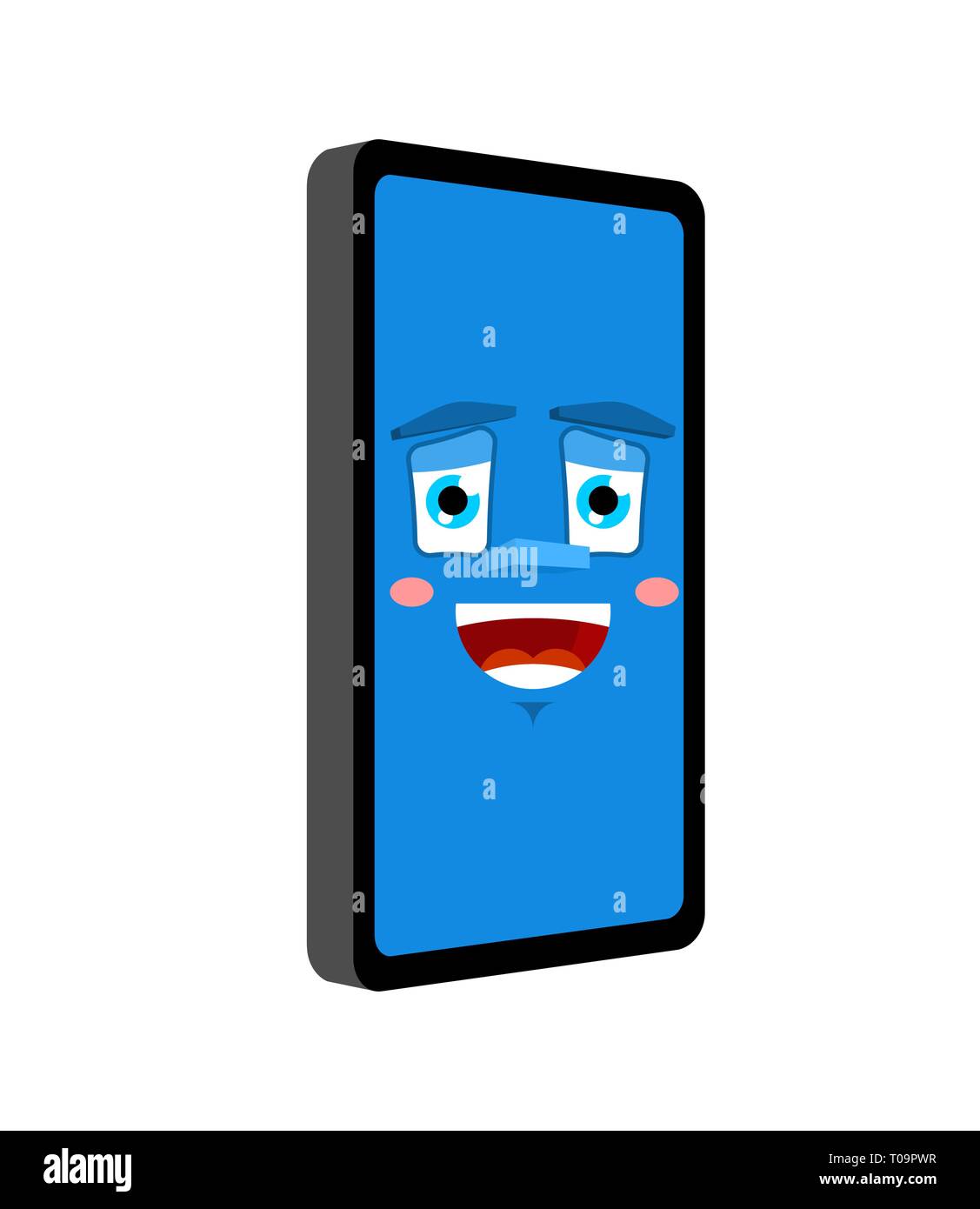Happy Phone emotion isolated. lucky Smartphone Cartoon Style. Gadget ...