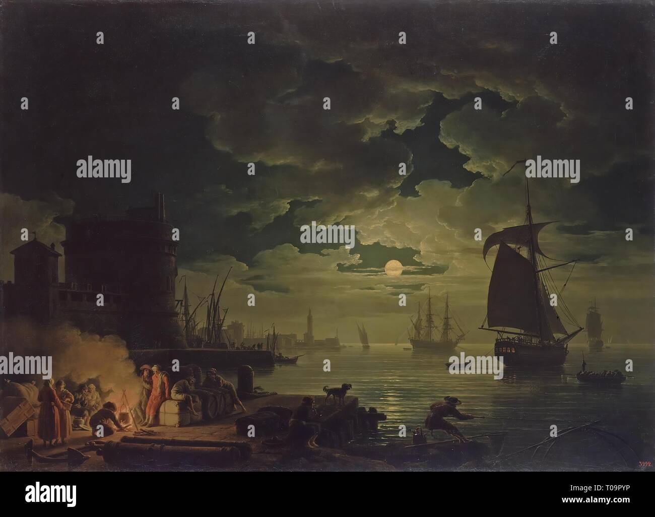 'Entrance to the Port of Palermo in the Moonlight'. France, 1769 ...