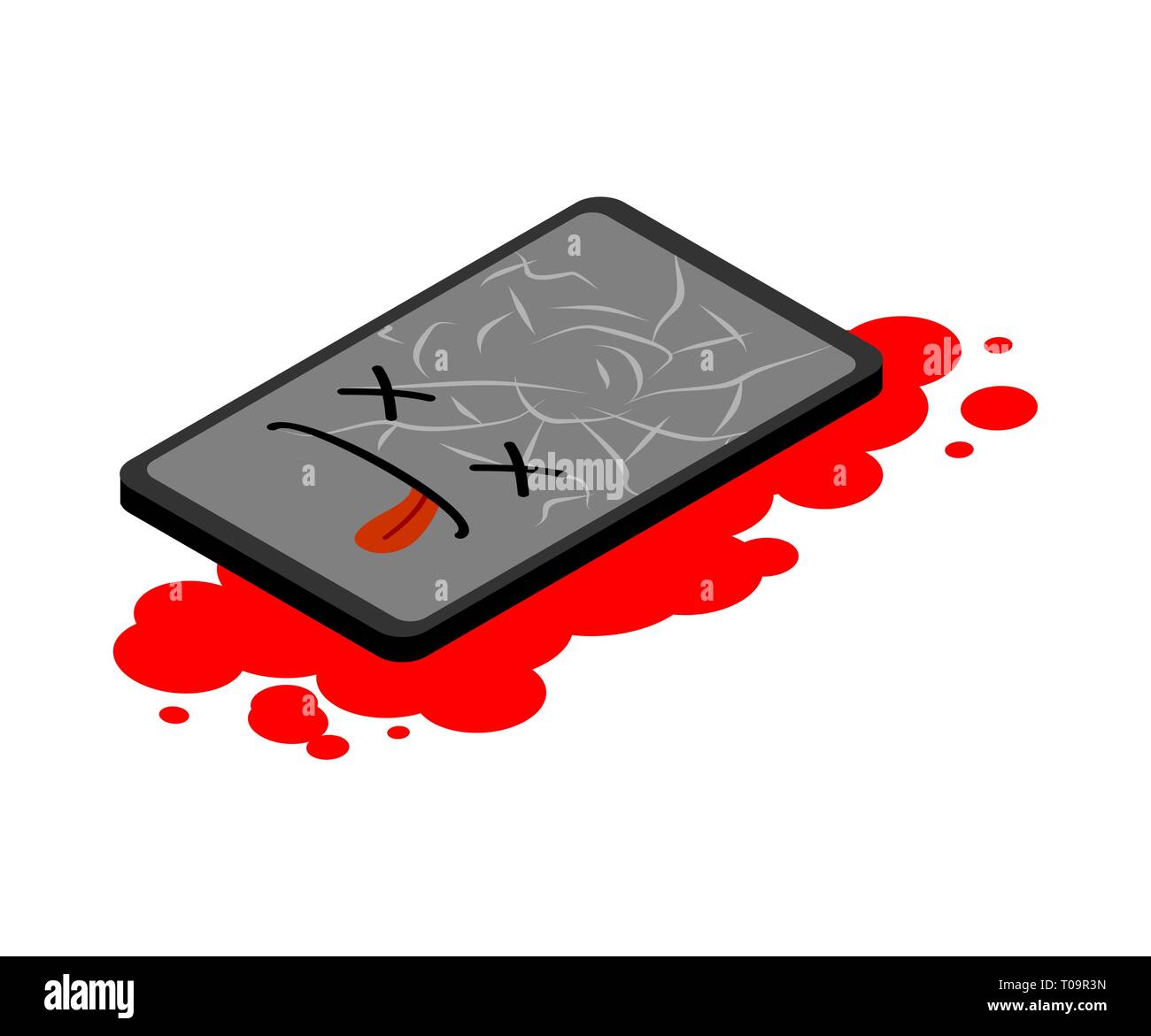 Dead phone Broken smartphone cracked screen isolated. Vector ...