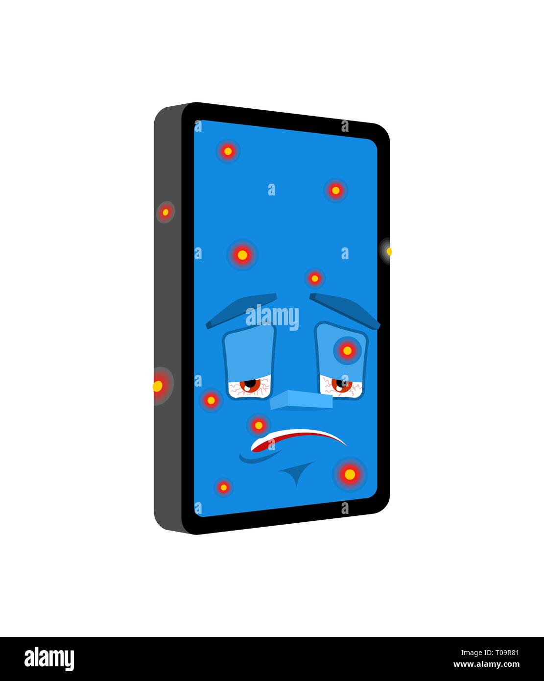 Phone Sick Infection isolated. Virus ill Smartphone Cartoon Style ...